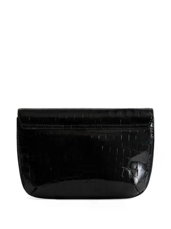 YU MEI Keriana Crocodile-embossed Leather Crossbody Bag - Black