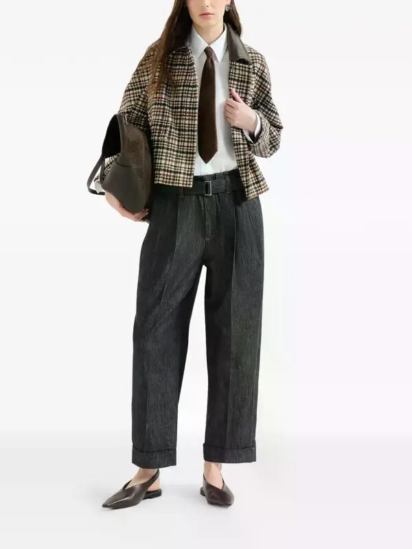 Brunello Cucinelli Cotton Denim-effect Twill Sartorial Trousers With Monili Embroidery - Blue