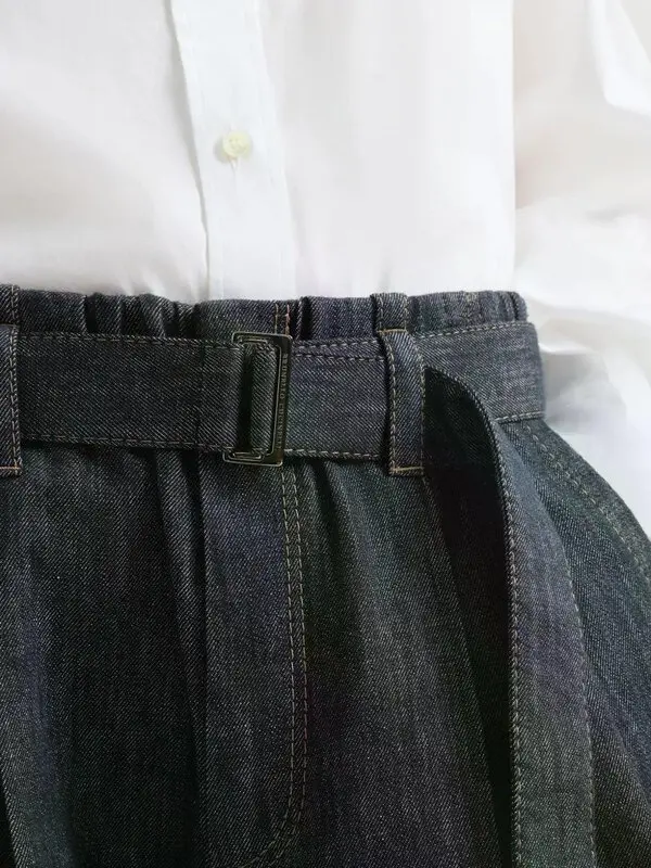Brunello Cucinelli Cotton Denim-effect Twill Sartorial Trousers With Monili Embroidery - Blue