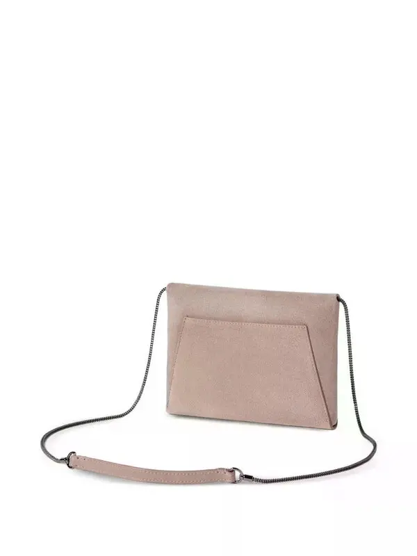 Brunello Cucinelli Suede Pochette With Precious Chain - Pink