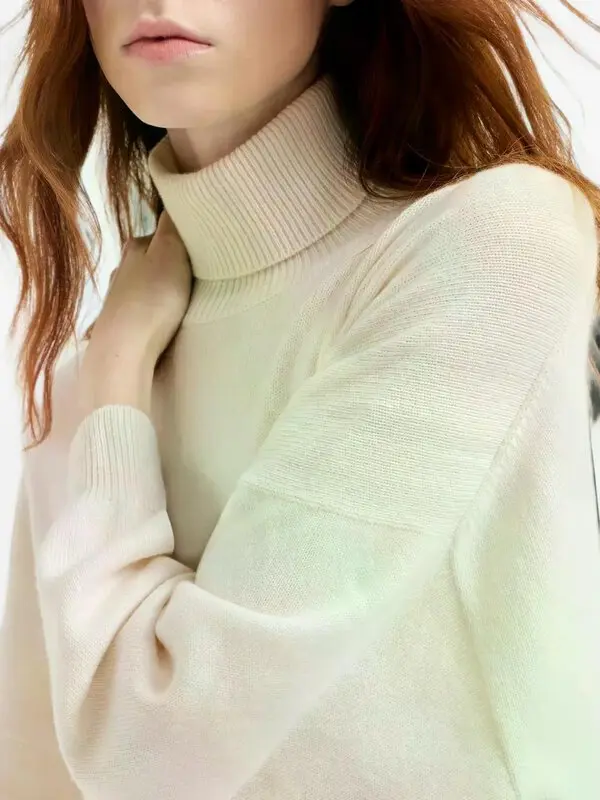 Brunello Cucinelli Cashmere Turtleneck Sweater With Monili - Neutrals