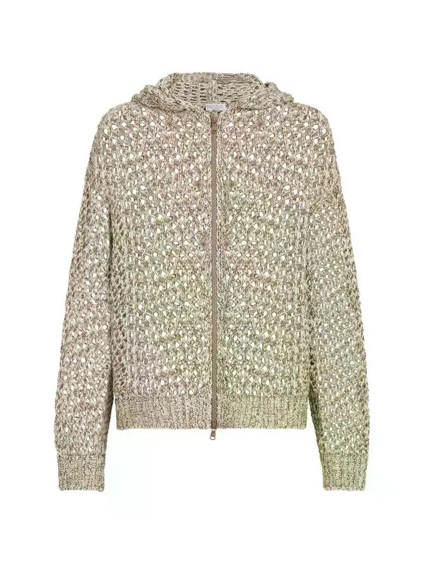 Brunello Cucinelli Dazzling Chiné Net Cardigan - Neutrals