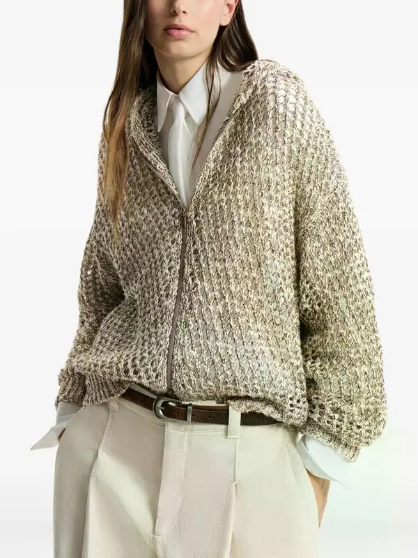 Brunello Cucinelli Dazzling Chiné Net Cardigan - Neutrals