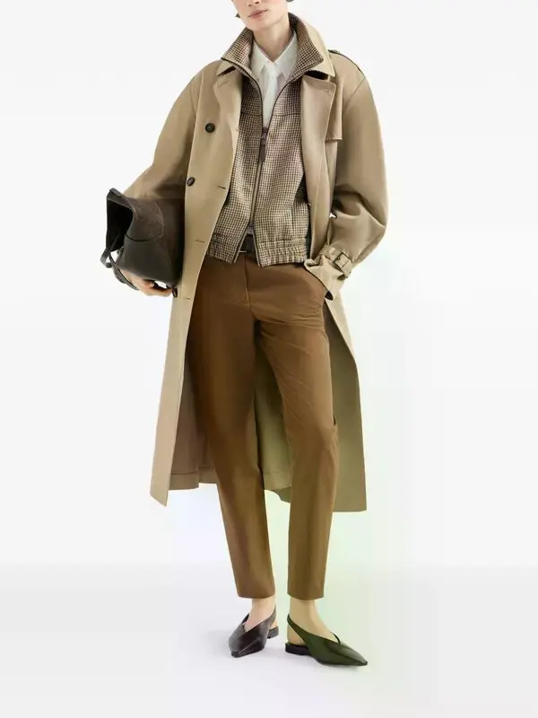 Brunello Cucinelli Stretch Cotton Slim Fit Trousers - Brown