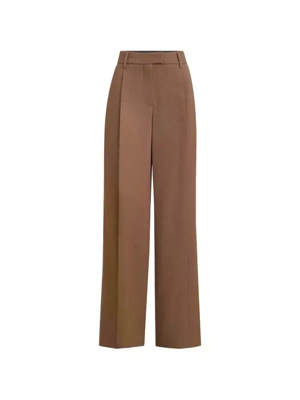 Brunello Cucinelli Virgin Wool And Viscose Tricotine Loose Pleated Trousers With Monili