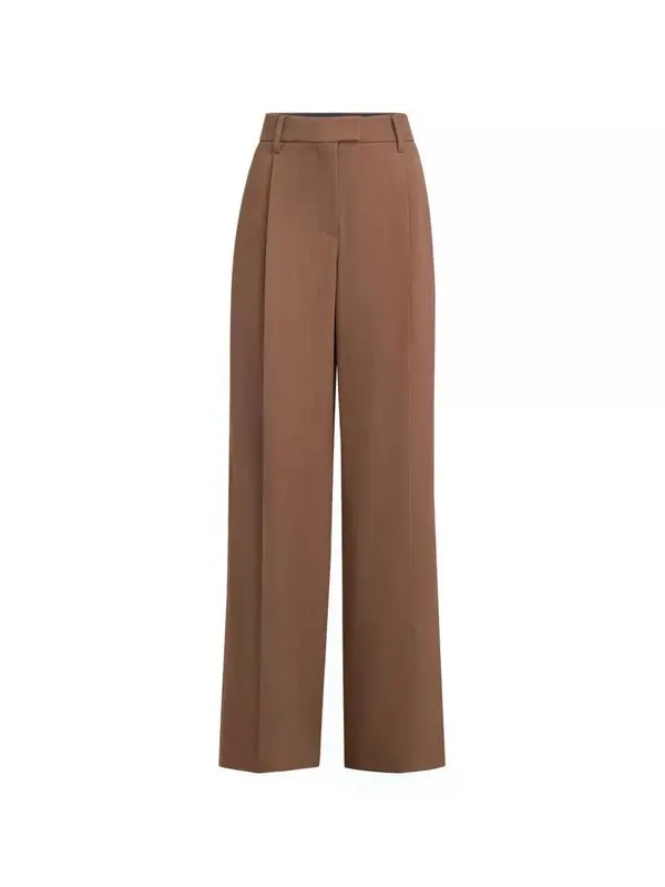 Brunello Cucinelli Virgin Wool And Viscose Tricotine Loose Pleated Trousers With Monili - Brown