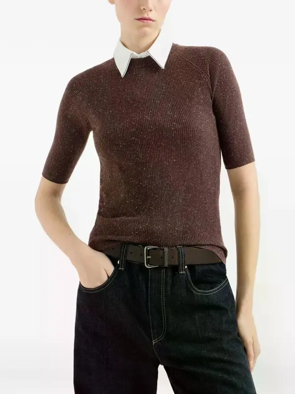 Brunello Cucinelli Sparkling Cashmere Rib-knit Sweater
