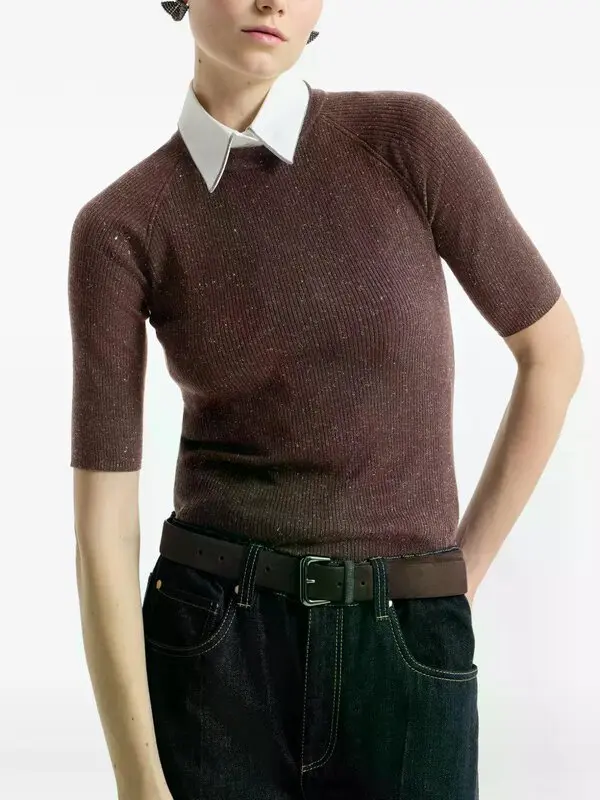 Brunello Cucinelli Sparkling Cashmere Rib-knit Sweater