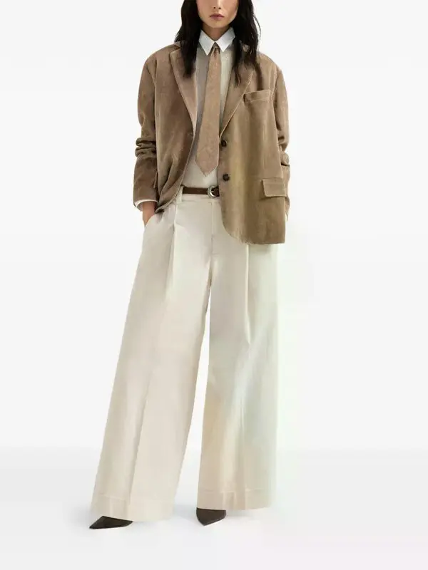 Brunello Cucinelli Pleated Trousers With Monili Detail - Neutrals