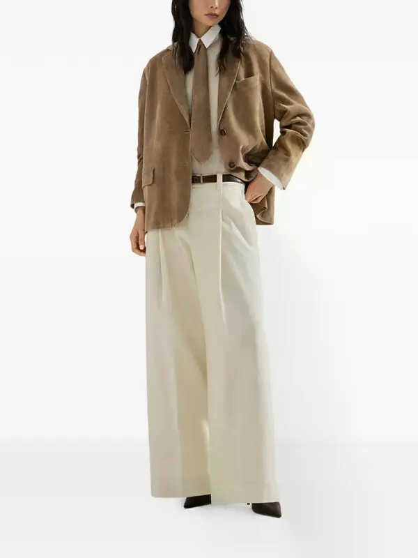 Brunello Cucinelli Pleated Trousers With Monili Detail - Neutrals