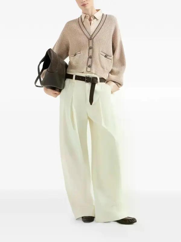 Brunello Cucinelli Stretch Silk Satin Shirt With Monili Decoration - Neutrals