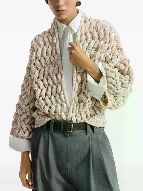 Brunello Cucinelli Silk And Linen Dazzling Waves Cardigan