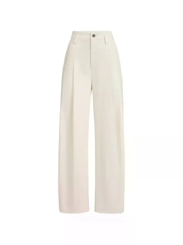 Brunello Cucinelli Dyed Cotton And Wool Wrinkled Denim Five-pocket Baggy Trousers With Monili - Neutrals