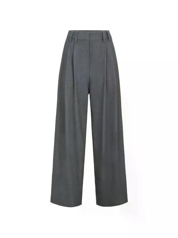 Brunello Cucinelli Tailored Wool Trousers With Monili Detail - Grey