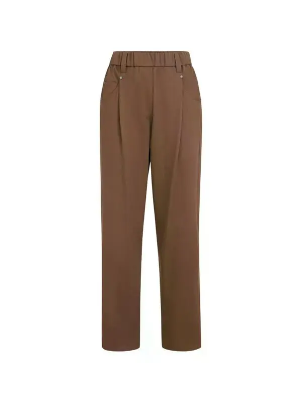 Brunello Cucinelli Pleated Trousers With Monili Decoration - Brown