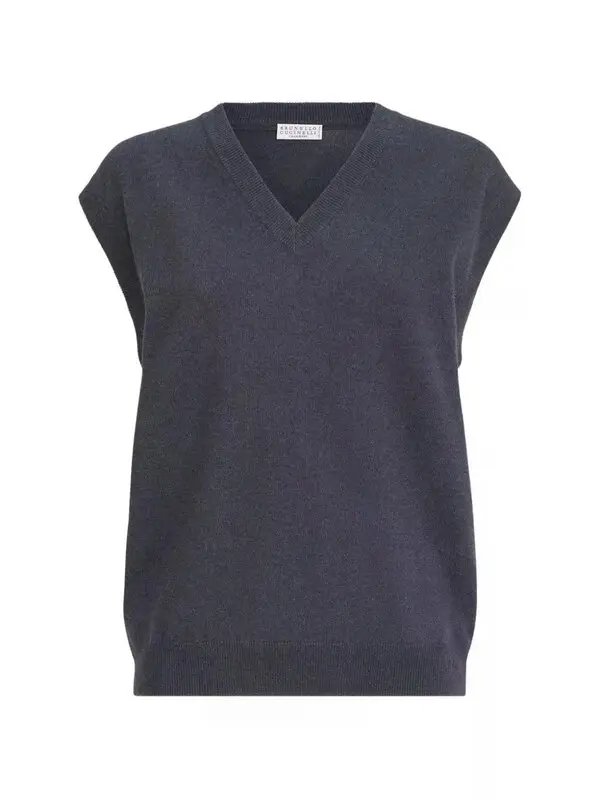Brunello Cucinelli Cashmere Vest With Monili Decoration