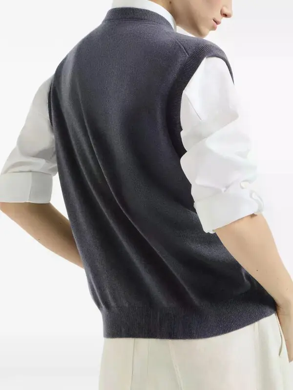 Brunello Cucinelli Cashmere Vest With Monili Decoration