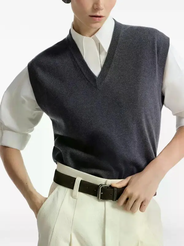 Brunello Cucinelli Cashmere Vest With Monili Decoration
