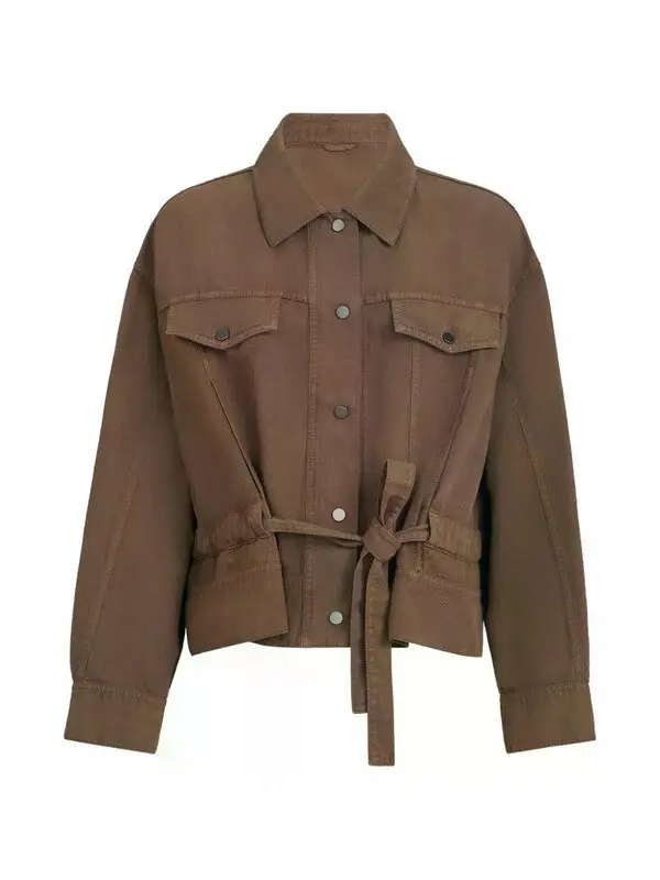 Brunello Cucinelli Garment-dyed Cotton And Linen Cover Outerwear Jacket With Monili - Brown