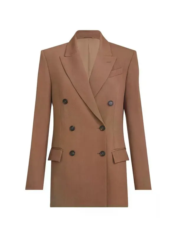 Brunello Cucinelli Virgin Wool And Viscose Tricotine Blazer With Monili - Brown