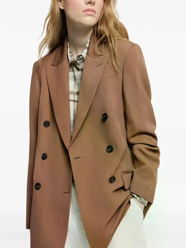 Brunello Cucinelli Virgin Wool And Viscose Tricotine Blazer With Monili - Brown
