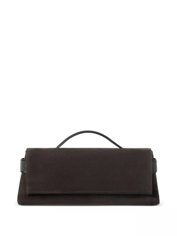 Brunello Cucinelli Suede Clutch With Monili Inserts - Brown