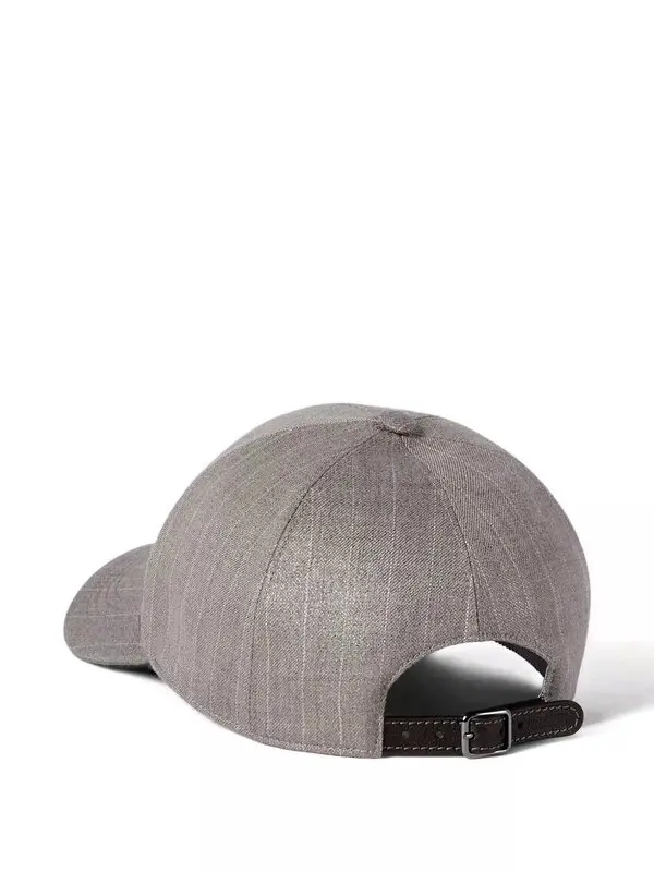 Brunello Cucinelli Sparkling Virgin-wool Pinstripe Baseball Cap With Shiny Band - Grey