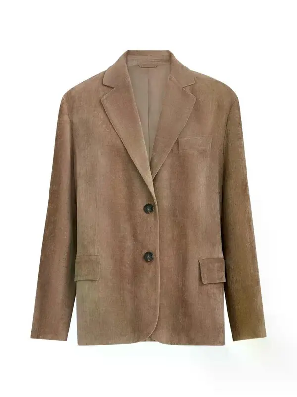 Brunello Cucinelli Fluid Corduroy Blazer With Monili Detail - Neutrals