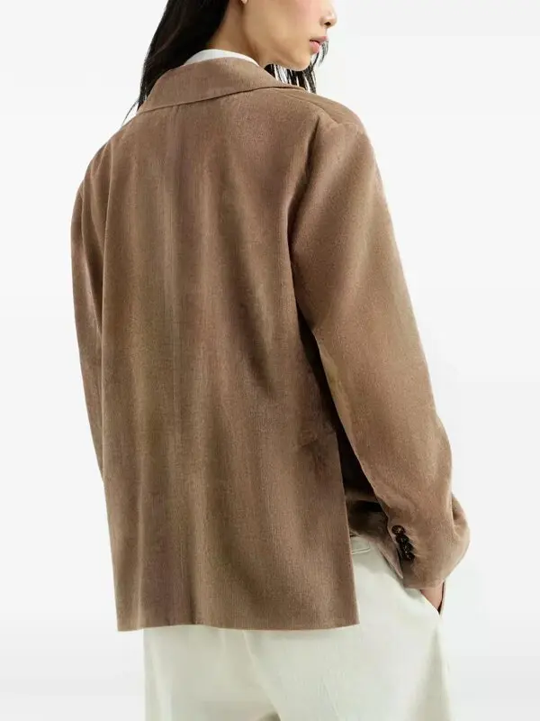 Brunello Cucinelli Fluid Corduroy Blazer With Monili Detail - Neutrals