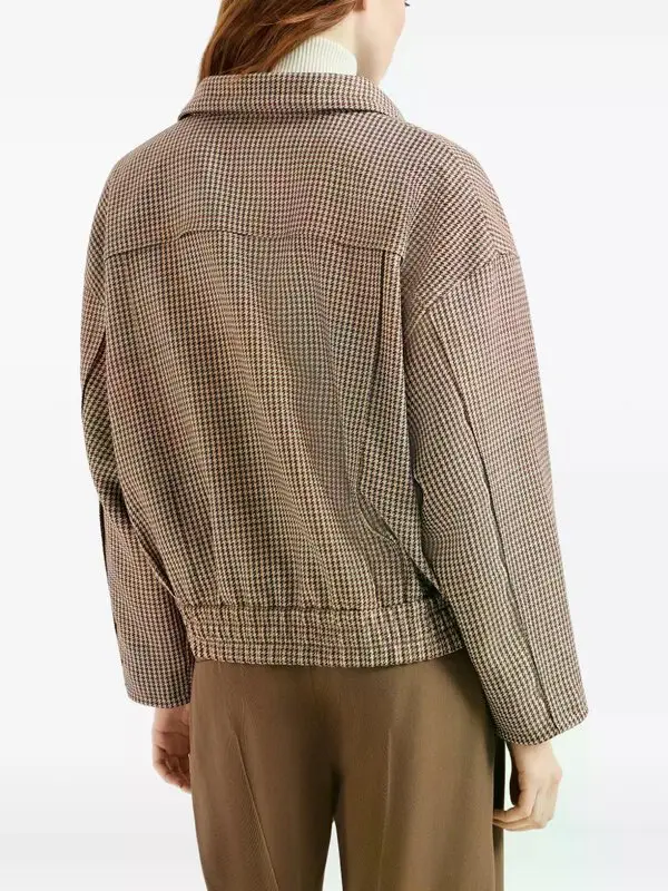 Brunello Cucinelli Sparkling Houndstooth Virgin Wool Jacket - Brown