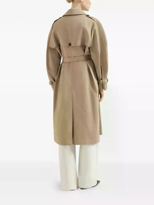 Brunello Cucinelli Cotton And Linen Twill Trench With Monili