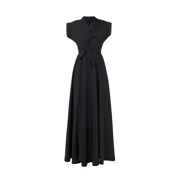 LIA ARAM Hand-embroidered Wrap Gown