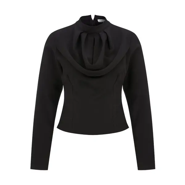 MAAN ISTANBUL Victoria Keyhole Neckline Blouse - Black