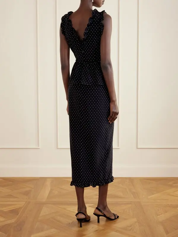 Alessandra Rich Polka-dot Silk Midi Dress