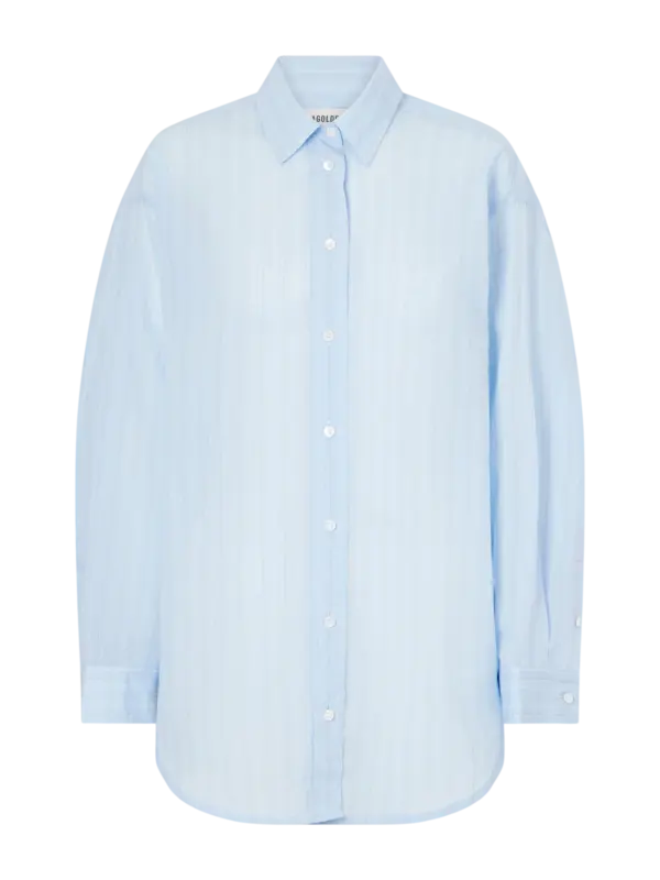 AGOLDE Sona Striped Cotton-blend Shirt - Blue