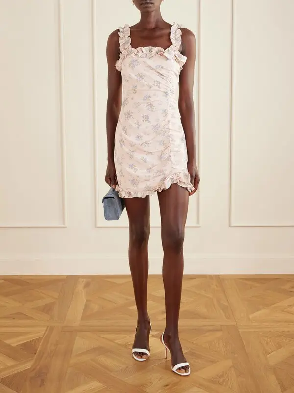 Alessandra Rich Floral Print Silk Mini Dress