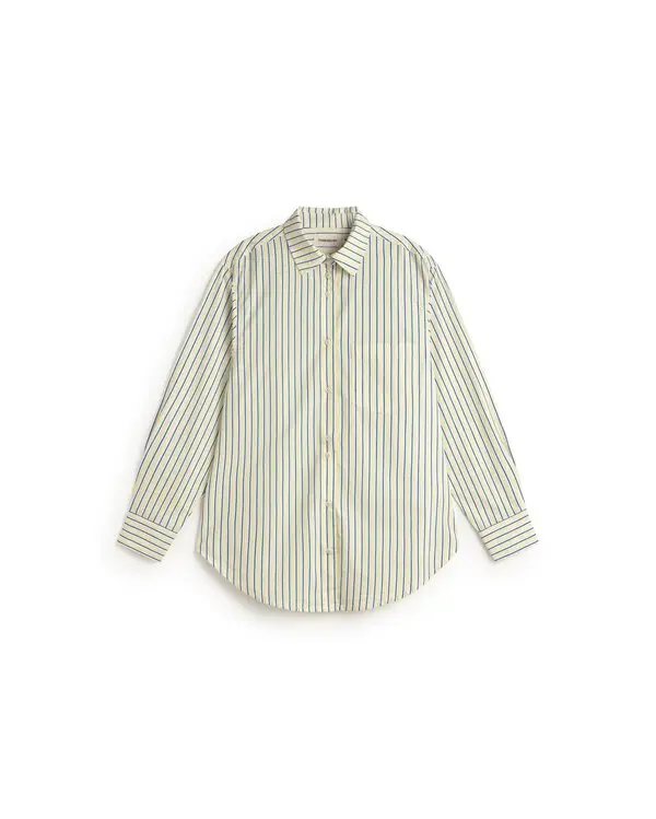 THINKING MU Oversize Striped Shirt With Back Opening