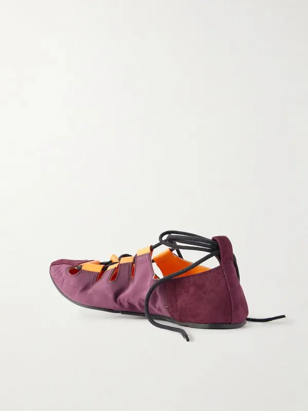 Alaïa Shell And Suede Ballet Flats - Burgundy