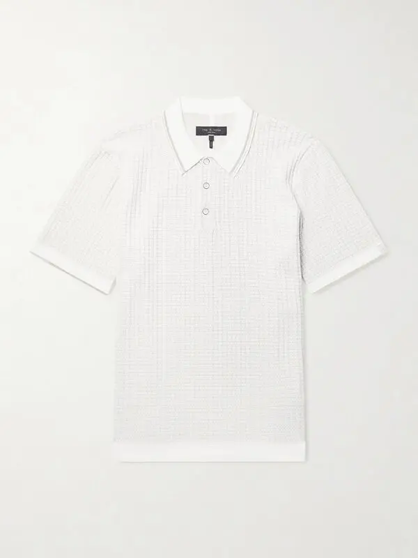 Rag & Bone Harvey Ribbed Cotton-blend Polo Shirt