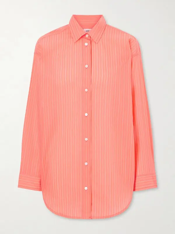 AGOLDE Sona Striped Cotton-blend Shirt - Pink