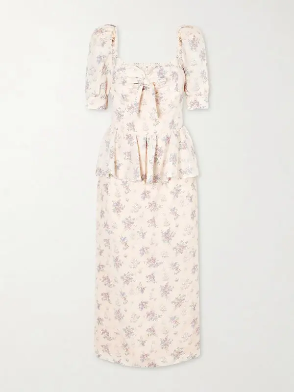 Alessandra Rich Floral-print Silk-satin Midi Dress - Pink