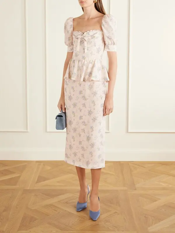 Alessandra Rich Floral-print Silk-satin Midi Dress