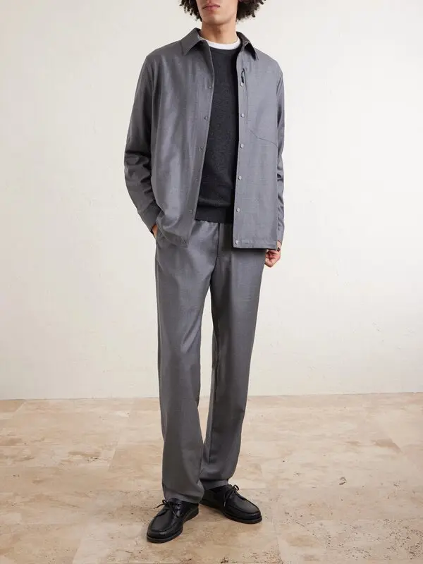 Sease Straight-leg Virgin Wool Drawstring Trousers - Gray