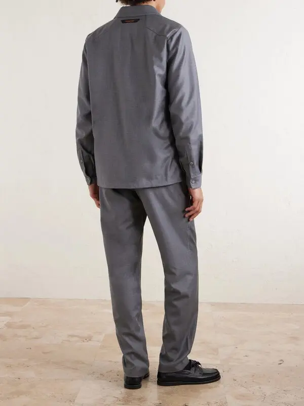 Sease Straight-leg Virgin Wool Drawstring Trousers - Gray