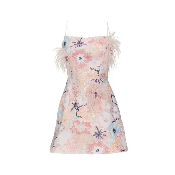 JUSTIN TONG Jessica Beaded Mini Dress - Pink