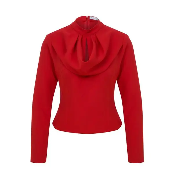 MAAN ISTANBUL Victoria Keyhole Neckline Blouse - Red