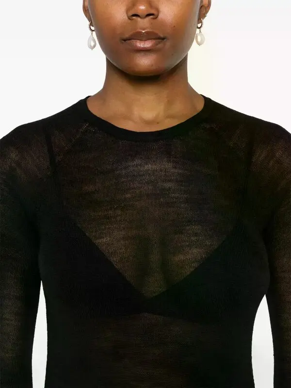 ROBERTO COLLINA Merino Wool Fine Knit Crew Neck Sweater