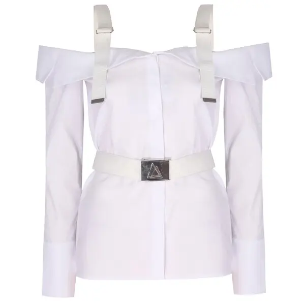 MIRIMALIST Milkyway Off-shoulder Shirt With Removable Belt