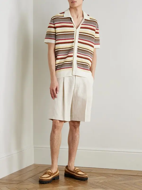 Nn07 Kay 1454 Straight-leg Pleated Linen Shorts - Neutrals