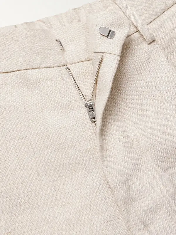 Nn07 Kay 1454 Straight-leg Pleated Linen Shorts - Neutrals